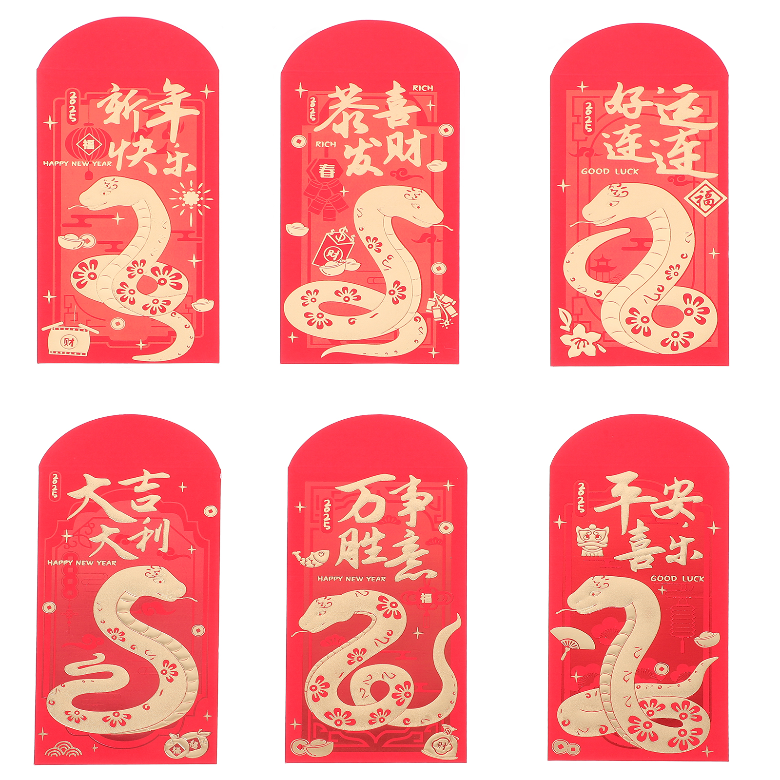Fovewise 36 Pcs Chinese Red Envelopes 2025 Year of The Snake Red Packet ...