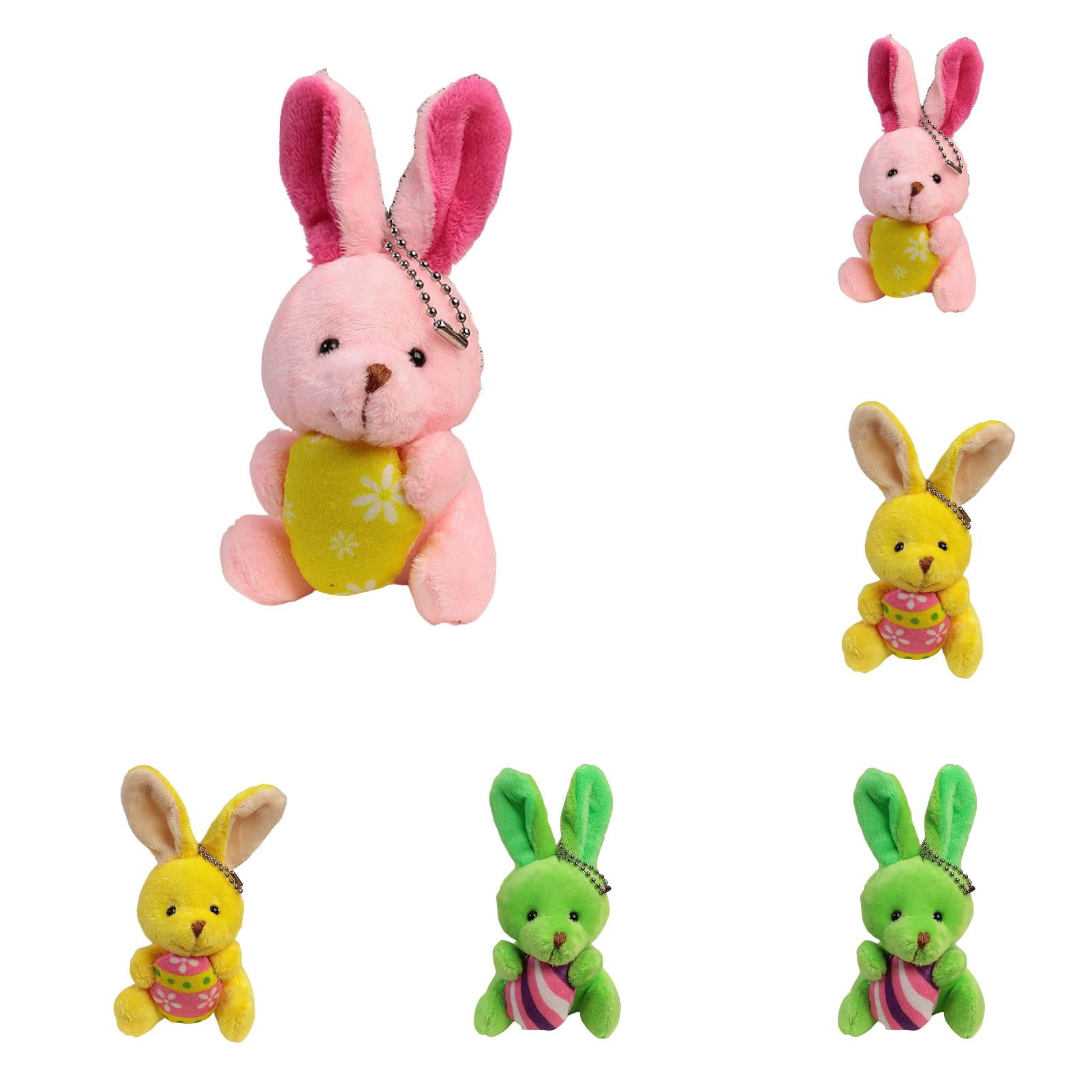 Fovths 4.7 Inch Easter Plush Bunnies Keychain with Eggs Party Favors ...