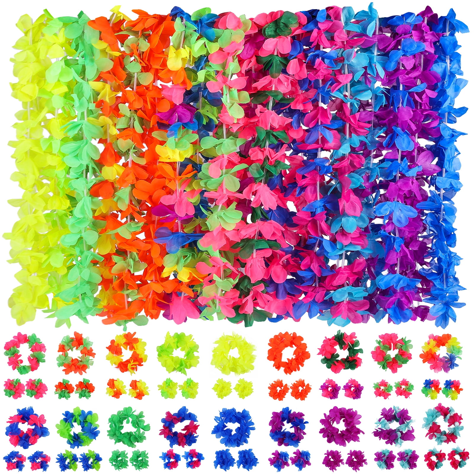 Fovths 72pc Hawaiian Party Kit: 36 Luau Bands, 18 Leis Headbands, 18 ...