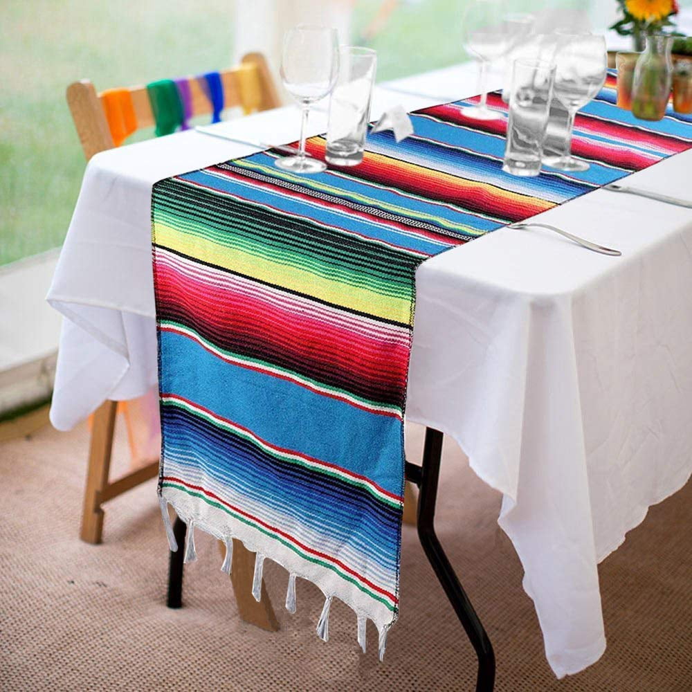 Fowecelt Mexican Serape Table Runner 14 x MHD184 Inch Hand-Woven ...