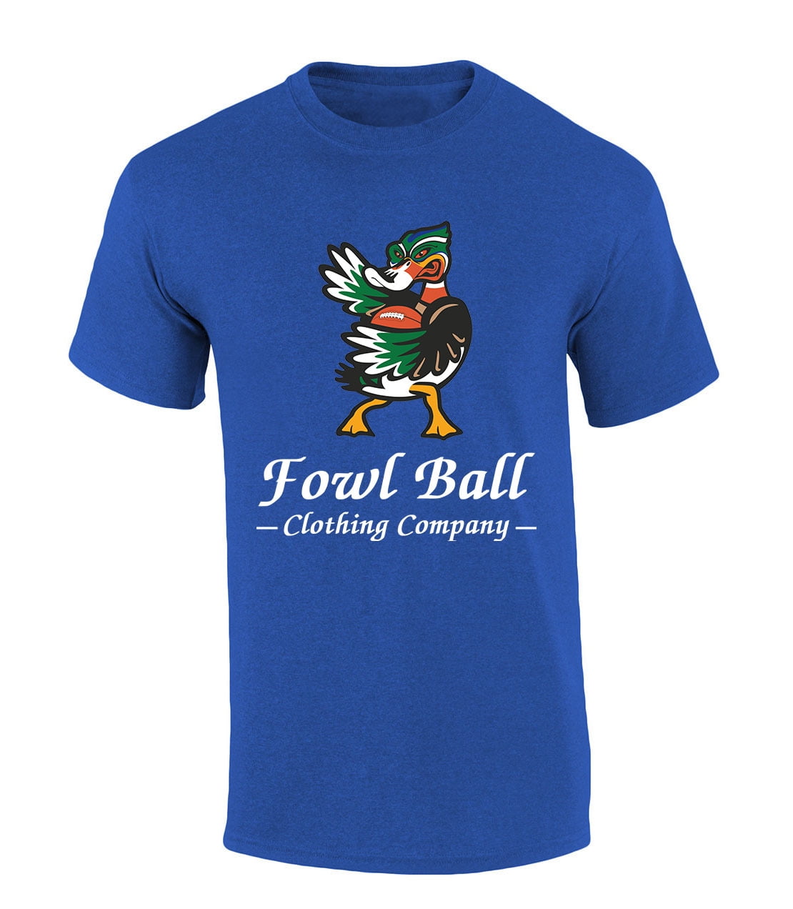 Fowl Ball Mens Football Duck Short Sleeve T-shirt-Heather Royal-small ...