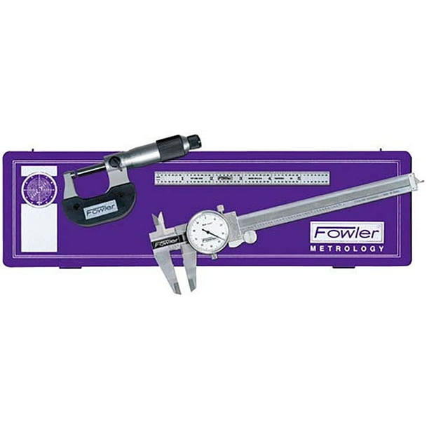 Fowler 52-095-007-0 3-Piece Dial Caliper Micrometer & Steel Rule ...