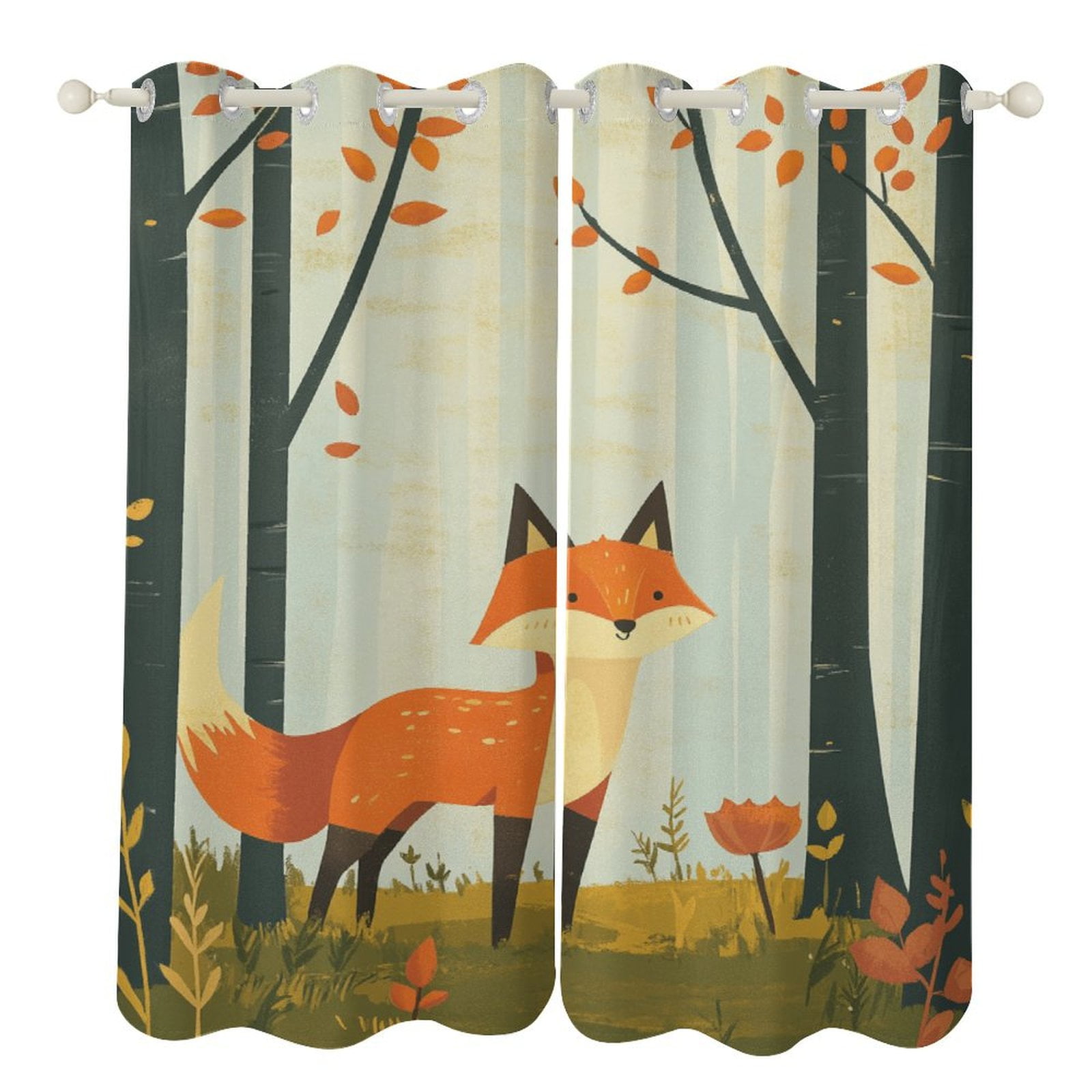 Fox (10) 2 Panels Curtains for Bedroom Living Room Drapes Kitchen Window Curtain Home Decor ...