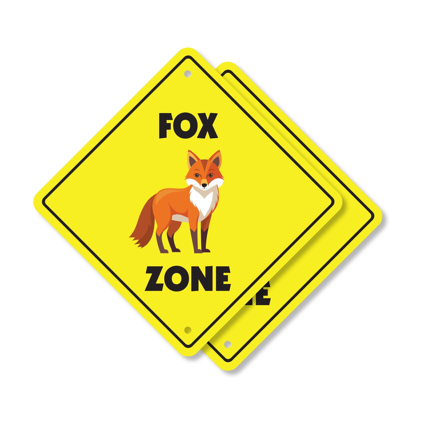 Fox (2 Pack) Plastic Crossing Sign - 10 Inch X 10 Inch Xing Sign Gift ...