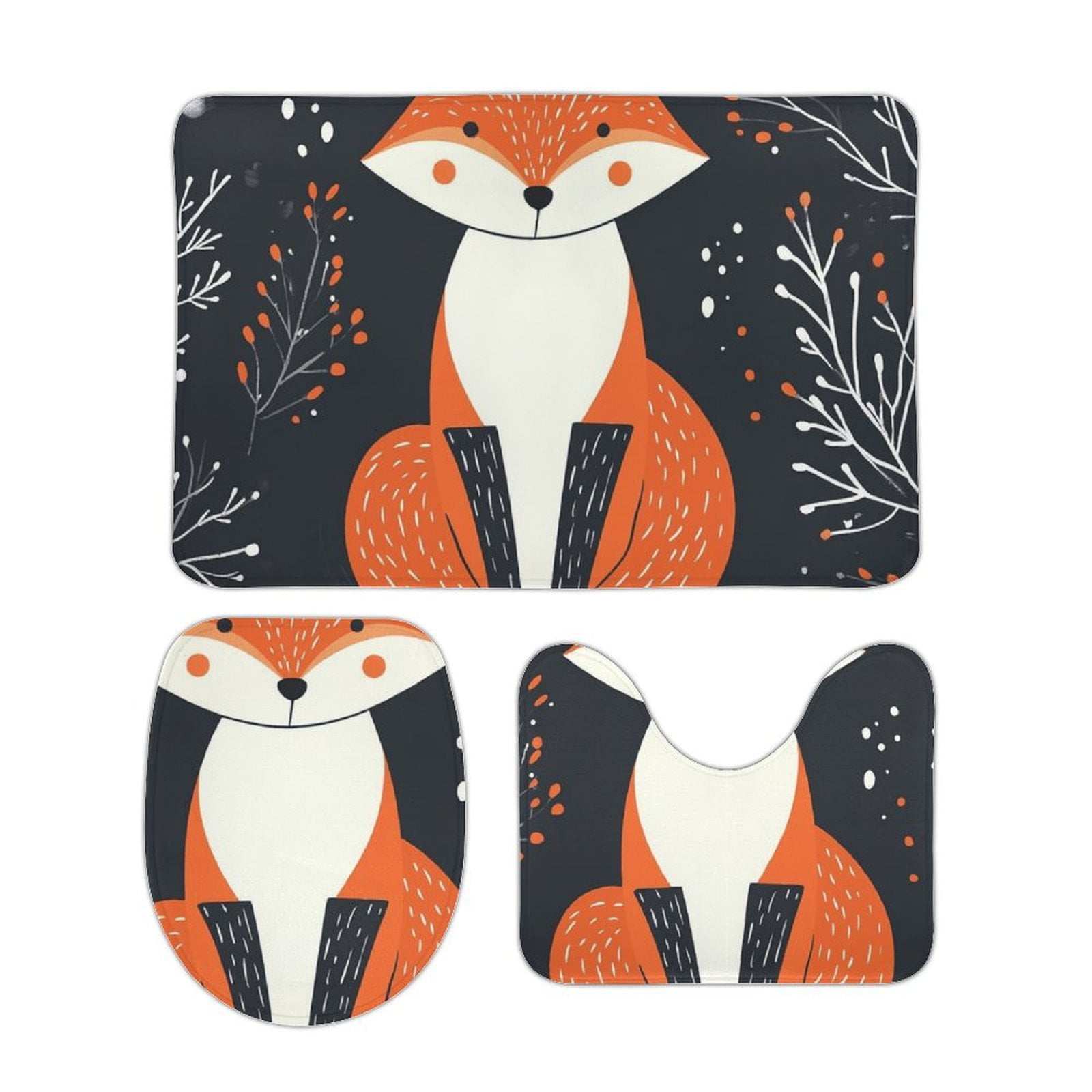Fox (21) Bathroom Mats Set 3-piece Bath Mats , Washable Deck, Kitchen ...