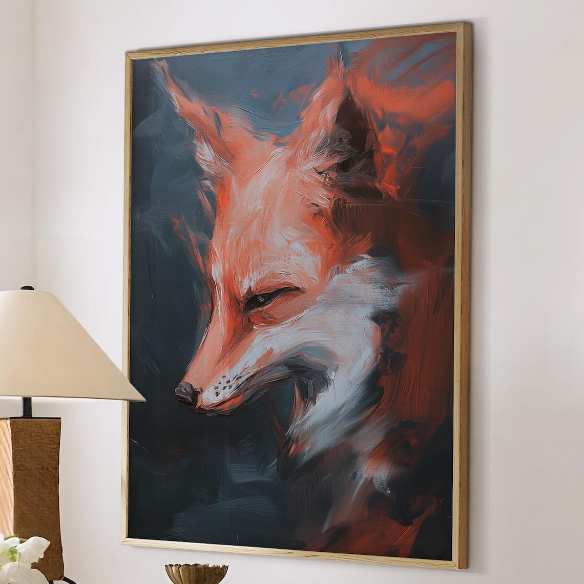 Fox Abstract Maximalist Eclectic Animal Portrait Print Neutral Animal ...