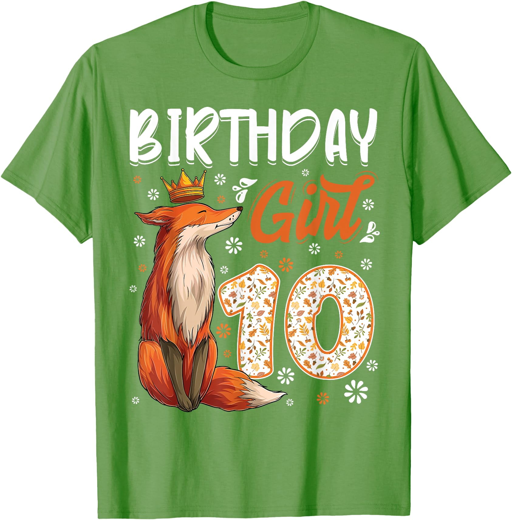 Fox Animal Lovers 10th Birthday Girl B-day 10 year old Unisex T-Shirt ...