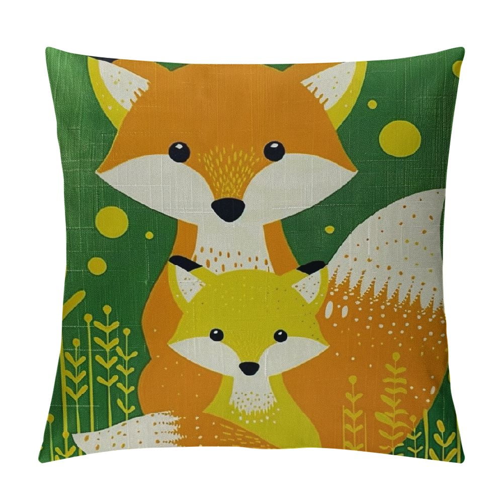 Fox Animals Oil Painting Cotton Linen Throw Pillow Case Cushion Cover ...