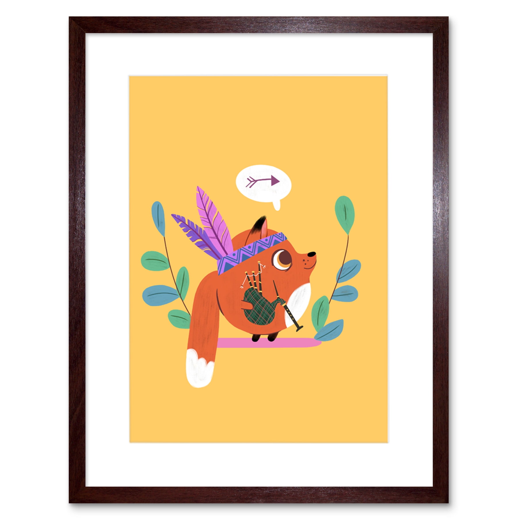 Fox Bagpipes Native Art Print Framed Poster Wall Decor 9x7 inch ...