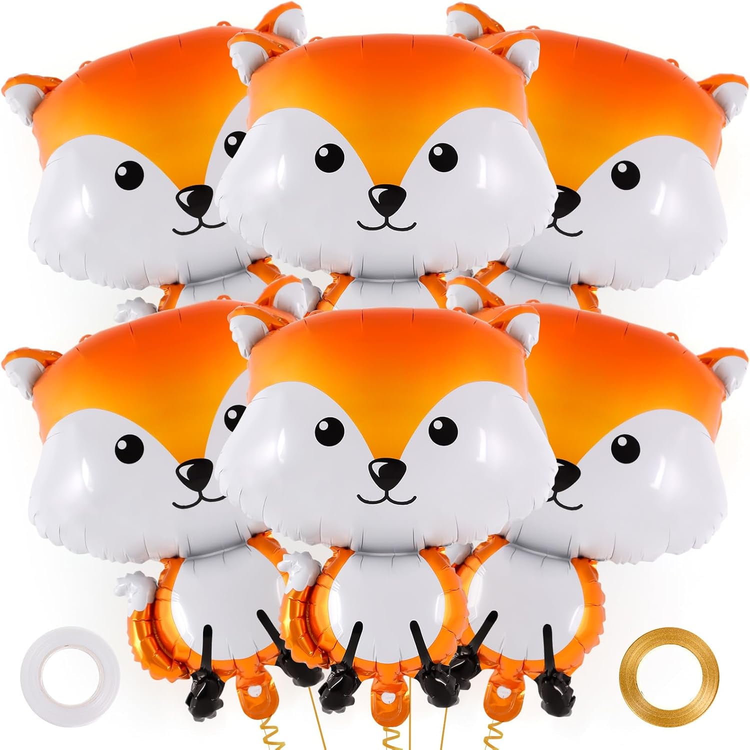 Fox Balloons, 6 Pcs Cute Fox Foil Balloons, Cartoon Fox Mylar Balloons ...