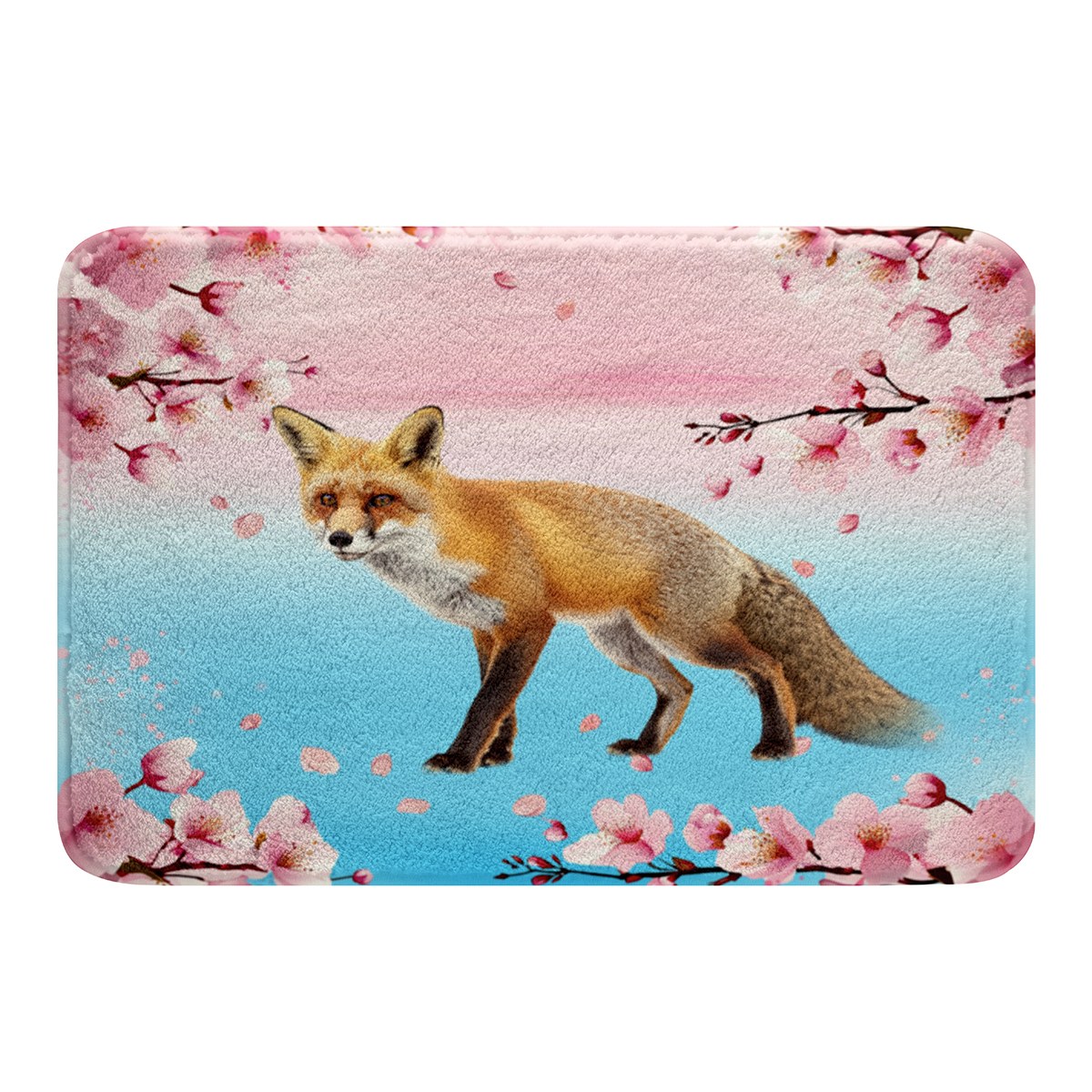 Fox Bath Mat Woodland Animals Bathroom Accessories 16"x24",Cherry ...