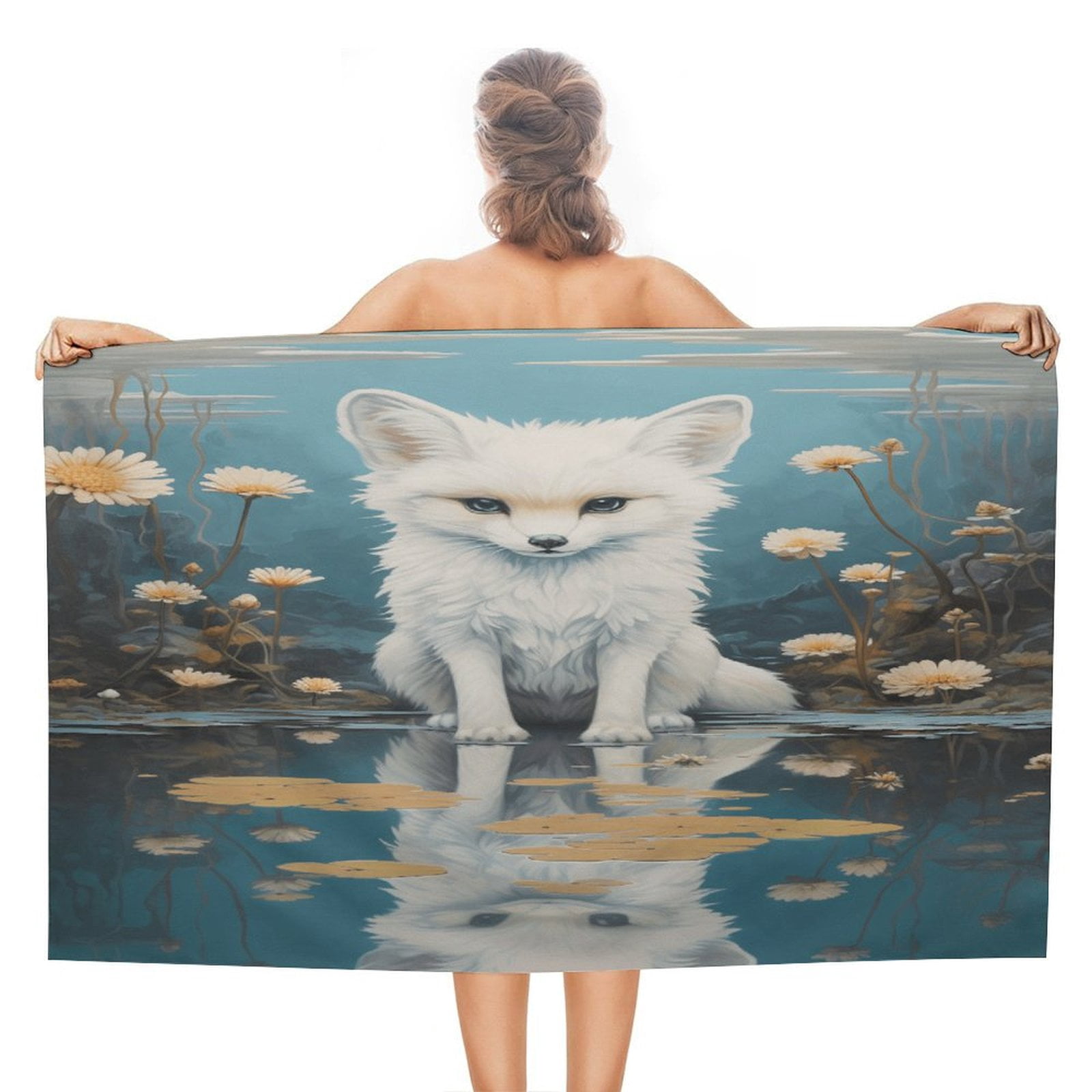 Fox Beach Towel Absorbent Bath Towel Big Quick-drying Sunscreen Travel ...