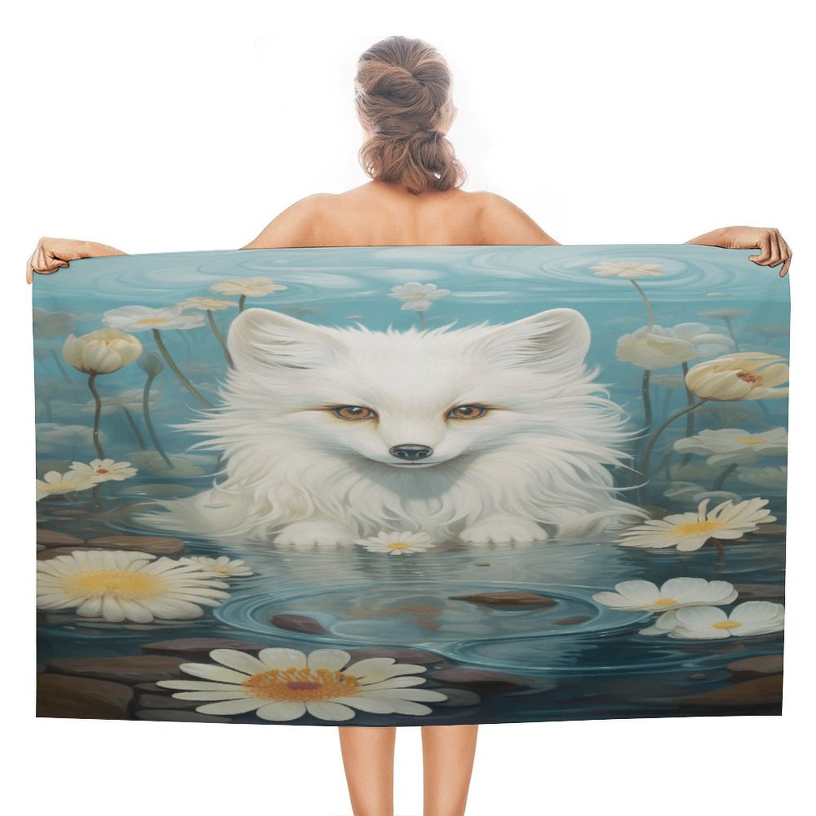 Fox Beach Towel Absorbent Bath Towel Big Quick-drying Sunscreen Travel ...