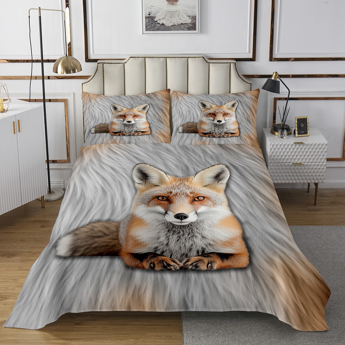 Fox Bed Set Set,Fox Hide Pattern Bedspread Set,Jungle Animal Bedspread ...