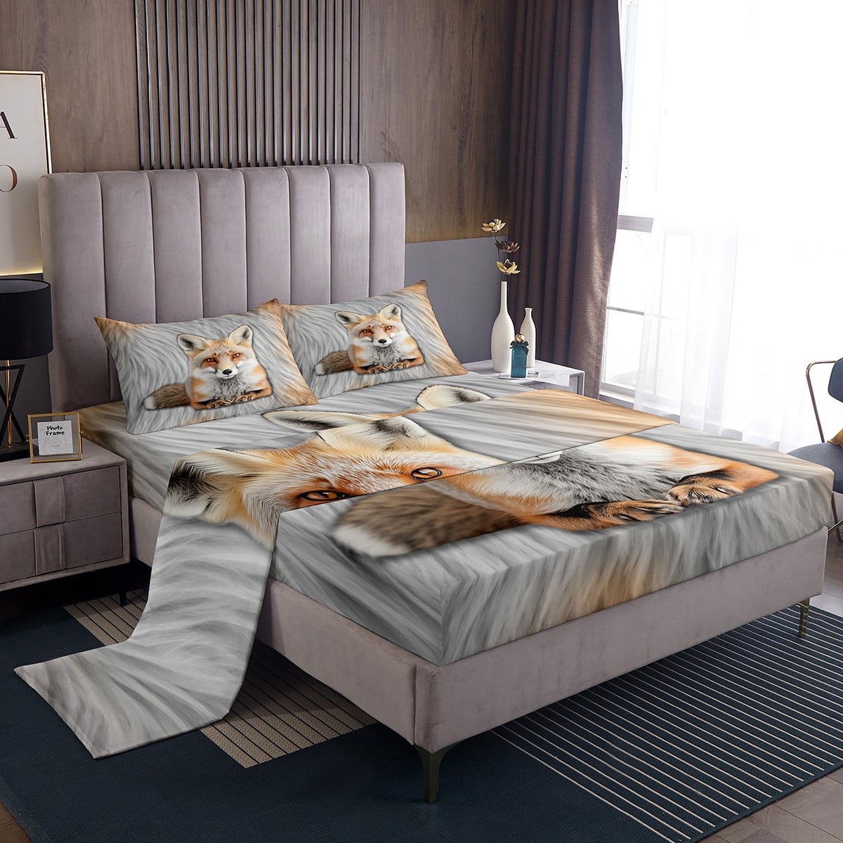 Fox Bed Sheets Set,Fox Hide Pattern Sheet Set,Jungle Animal Sheets Twin ...