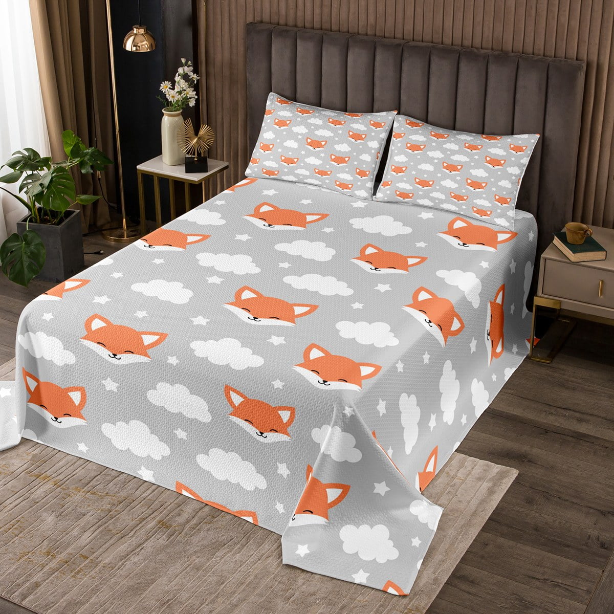 Fox Bedspread Set King Size,Rustic Farmhouse Animals Coverlet Set ...
