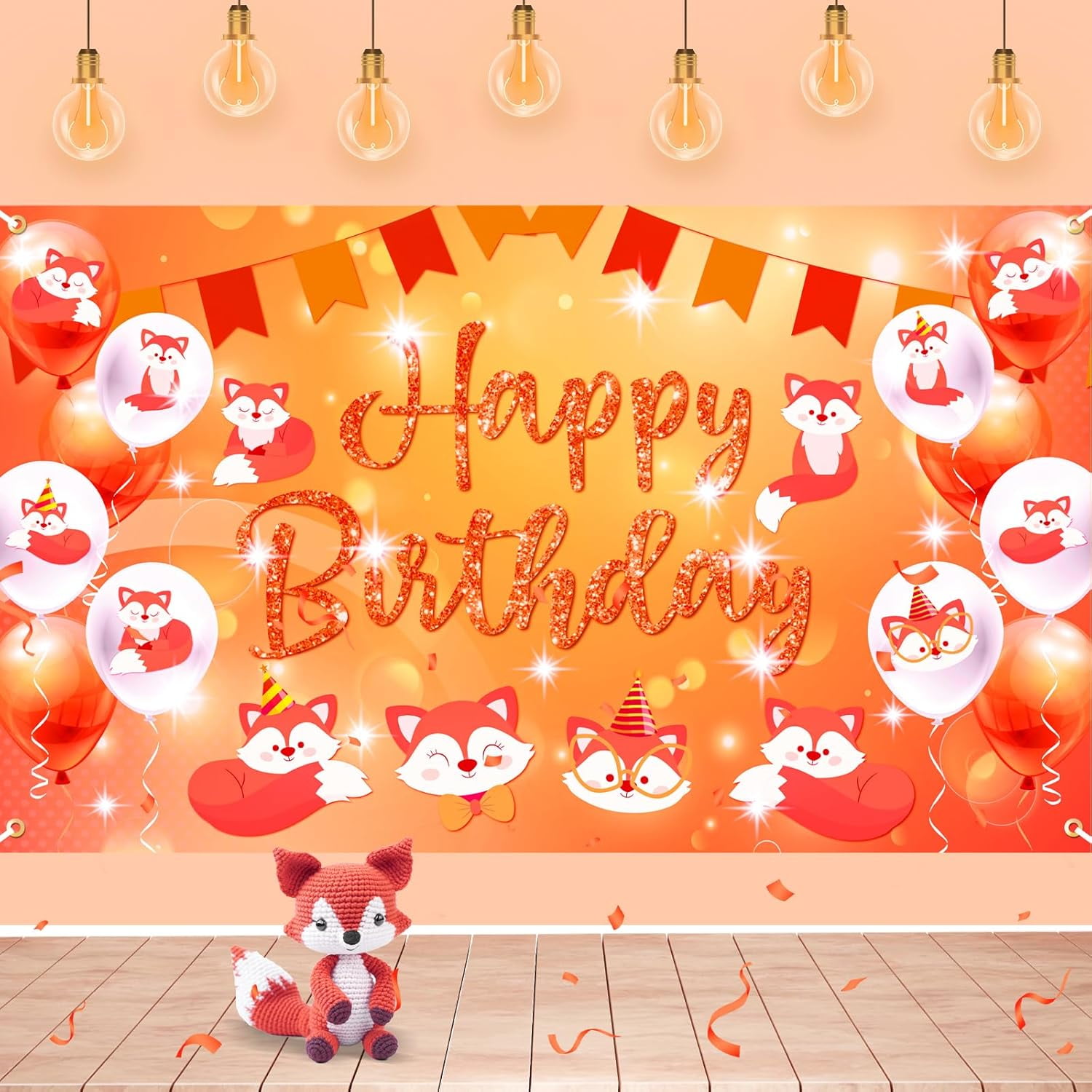 Fox Birthday Decorations Fox Happy Birthday Banner Animal Fox Birthday ...