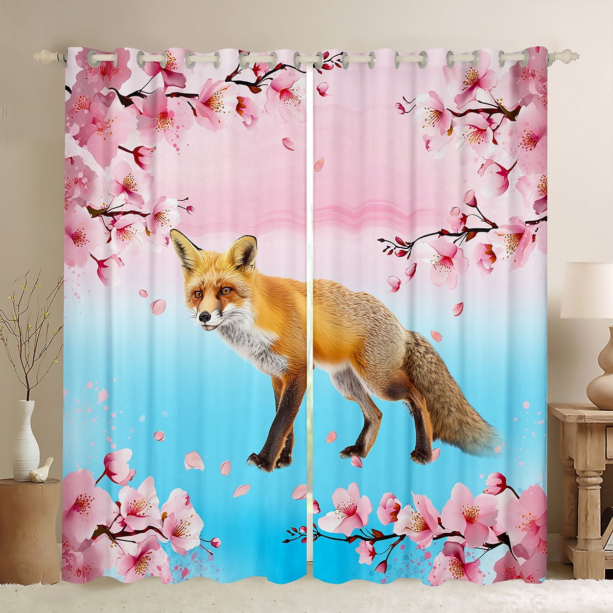 Fox Blackout Curtains Woodland Animals Curtains for Living Room 2 ...