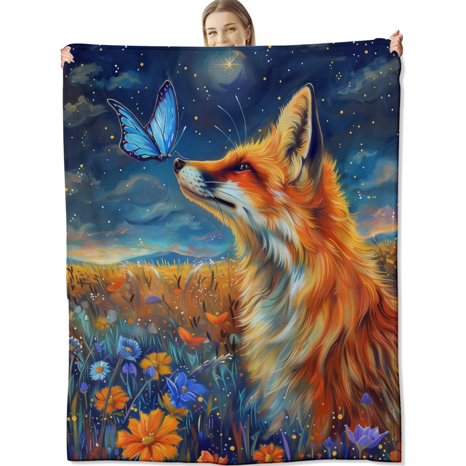 Fox Blanket for Boys Girls Kids, Flannel Fox Blankets Gifts, Butterfly ...