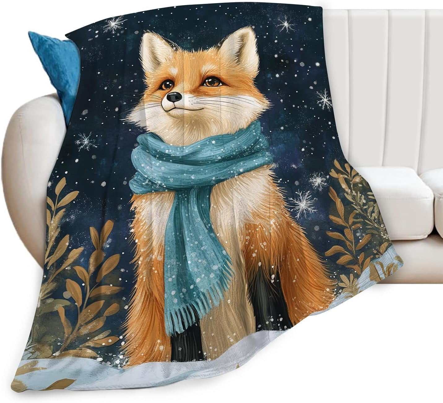 Fox Blanket Fox Decor Gifts Winter Snow Throw Blankets for Girls Boys ...