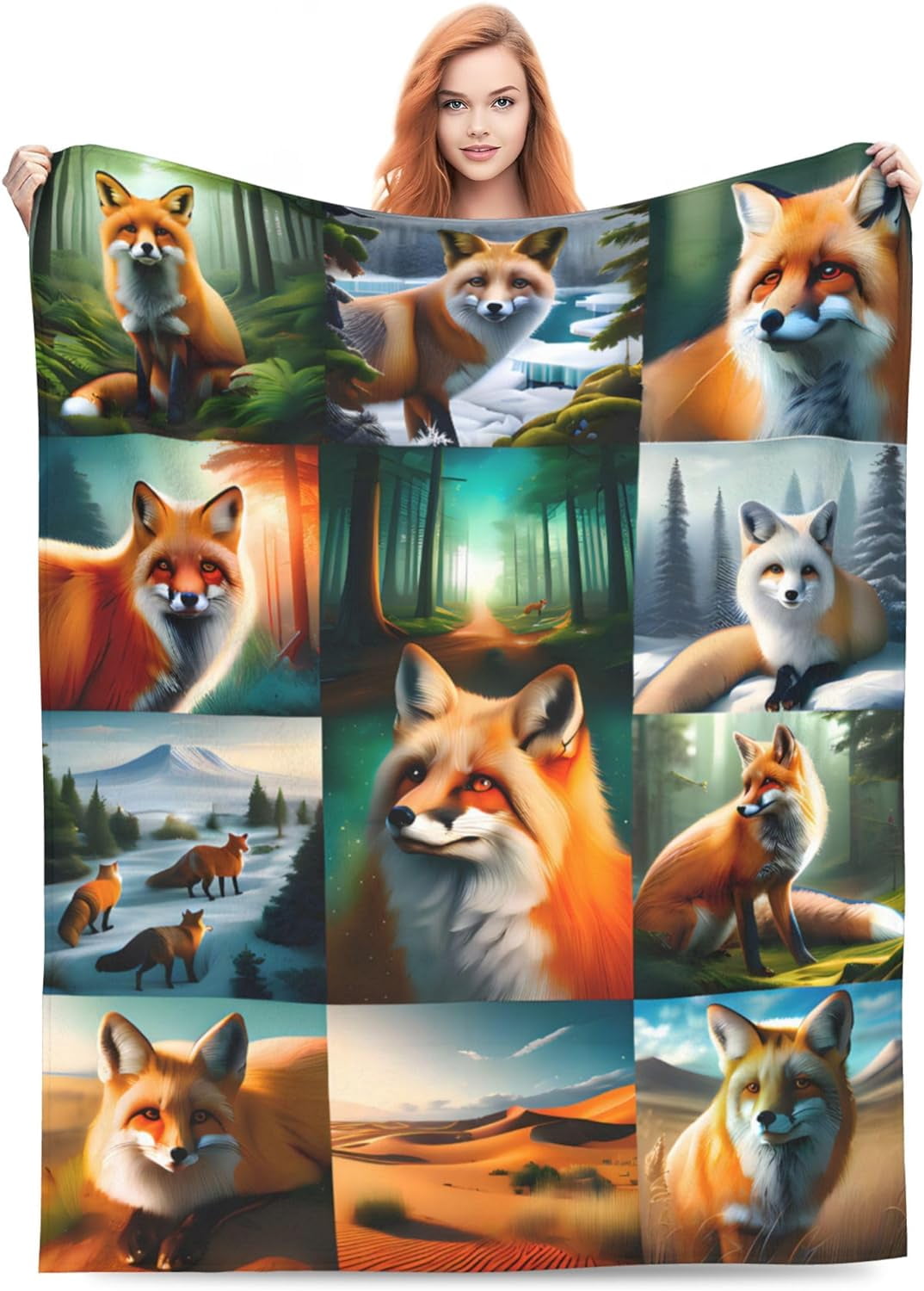 Fox Blanket Gifts for Kids Adults Soft Warm Lightweight Cozy Cute ...