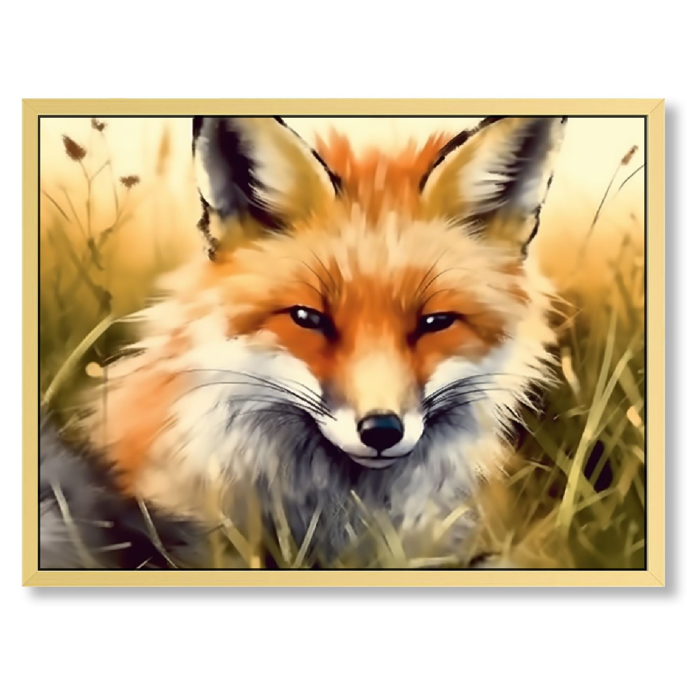 Fox Canvas Painting Vintage Animal Picture Red Fox Canvas Wall Art ...