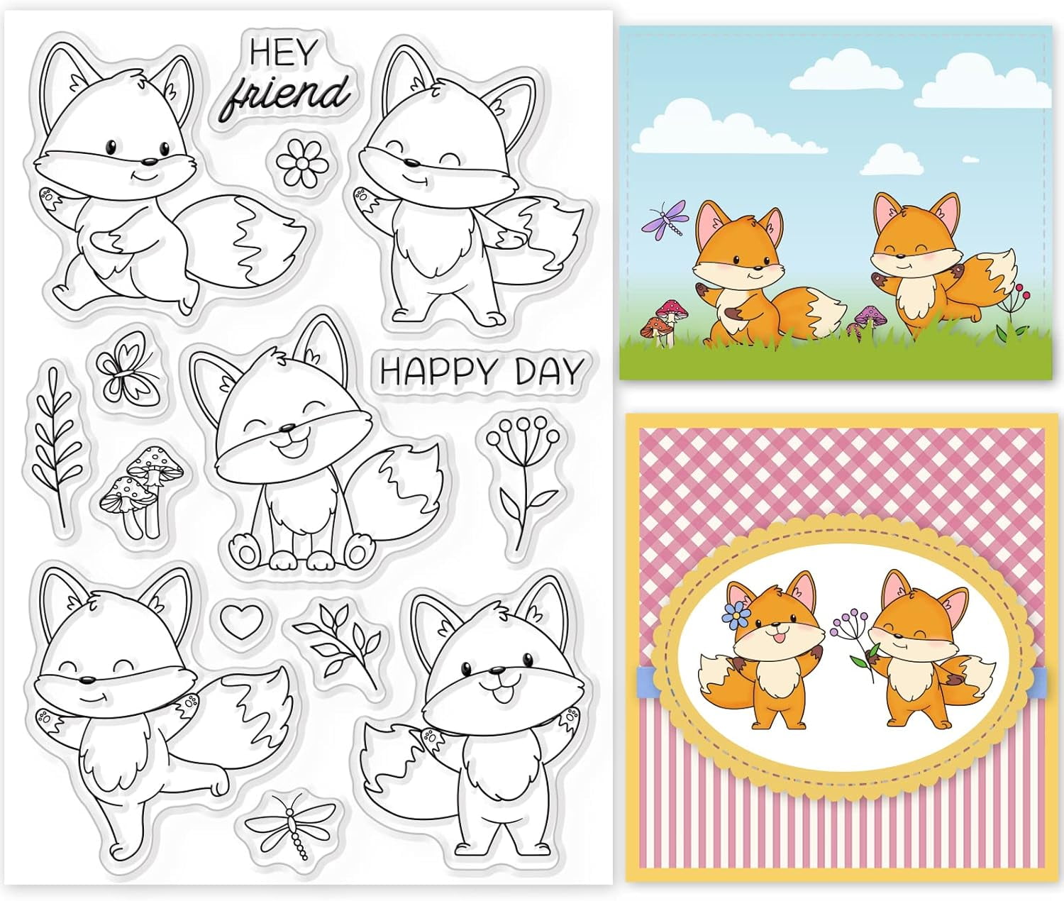 Fox Clear Stamps Animals Silicone Stamps Lovely Fox Rubber Transparent ...