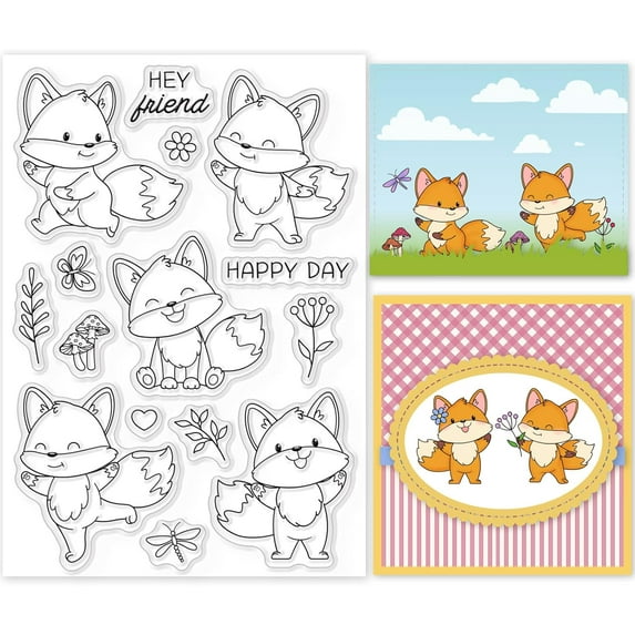 Fox Clear Stamps Animals Silicone Stamps Lovely Fox Rubber Transparent ...