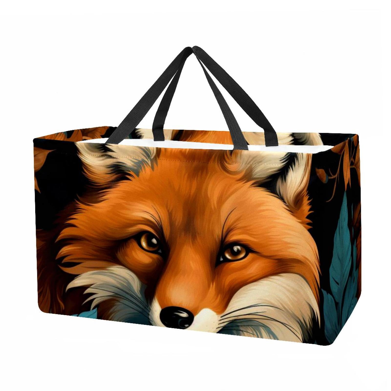 Fox Collapsible Bucket Tote Bag Shopping Basket Oxford Cloth Picnic ...