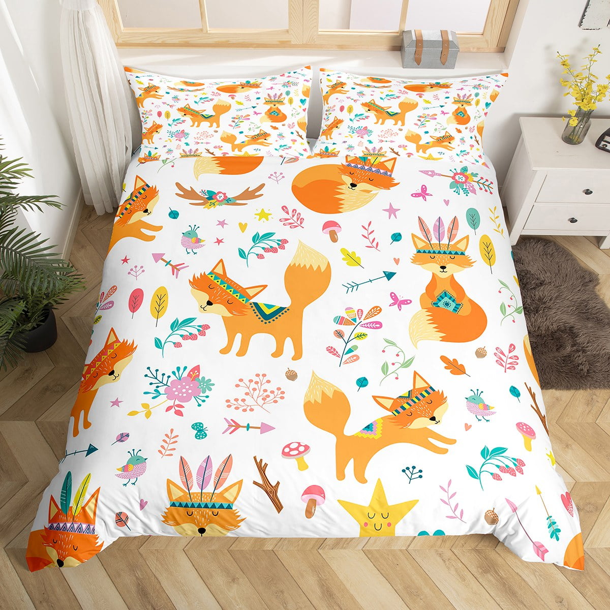 Fox Comforter Cover Cartoon Animal Duvet Cover for Kids Child,Western ...