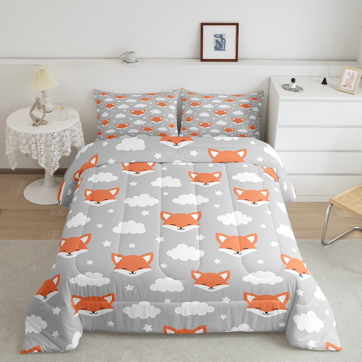 Fox Comforter Set Queen Size,Rustic Farmhouse Animals Bedding Set ...