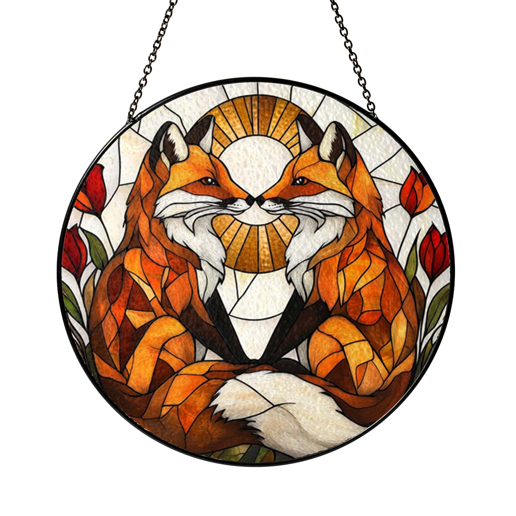 Fox Couple Stained Glass Suncatcher – Artistic Forest Window Art1701 ...