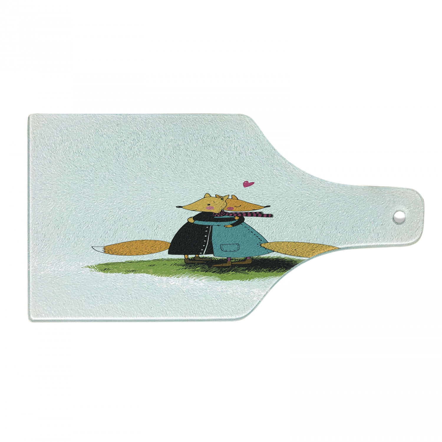 Fox Cutting Board, Romantic Furry Forest Animal Hugging Each Other with ...