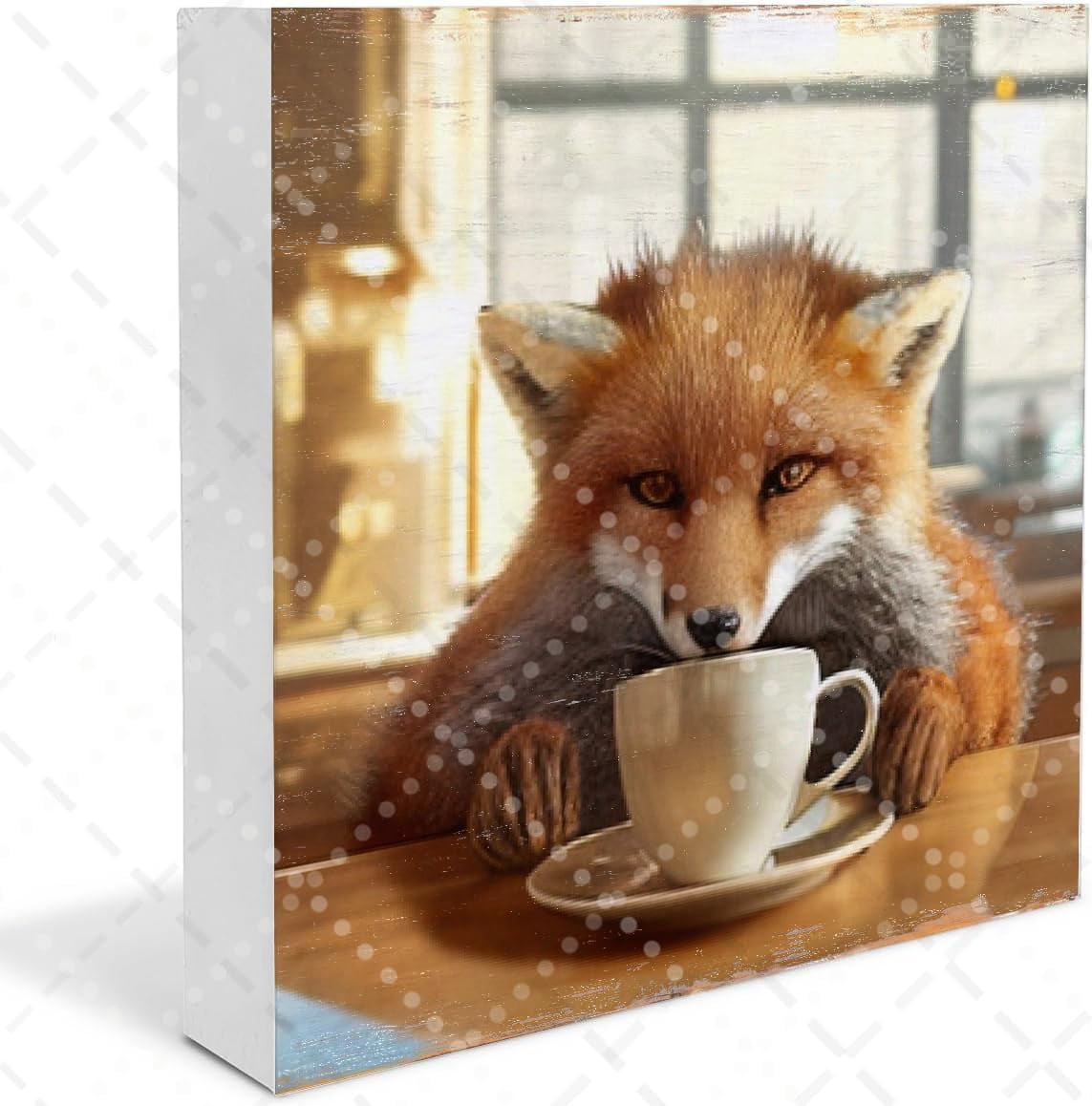 Fox Decor Fox Gifts Funny Wooden Box Sign Table Decor Coffee Sign ...