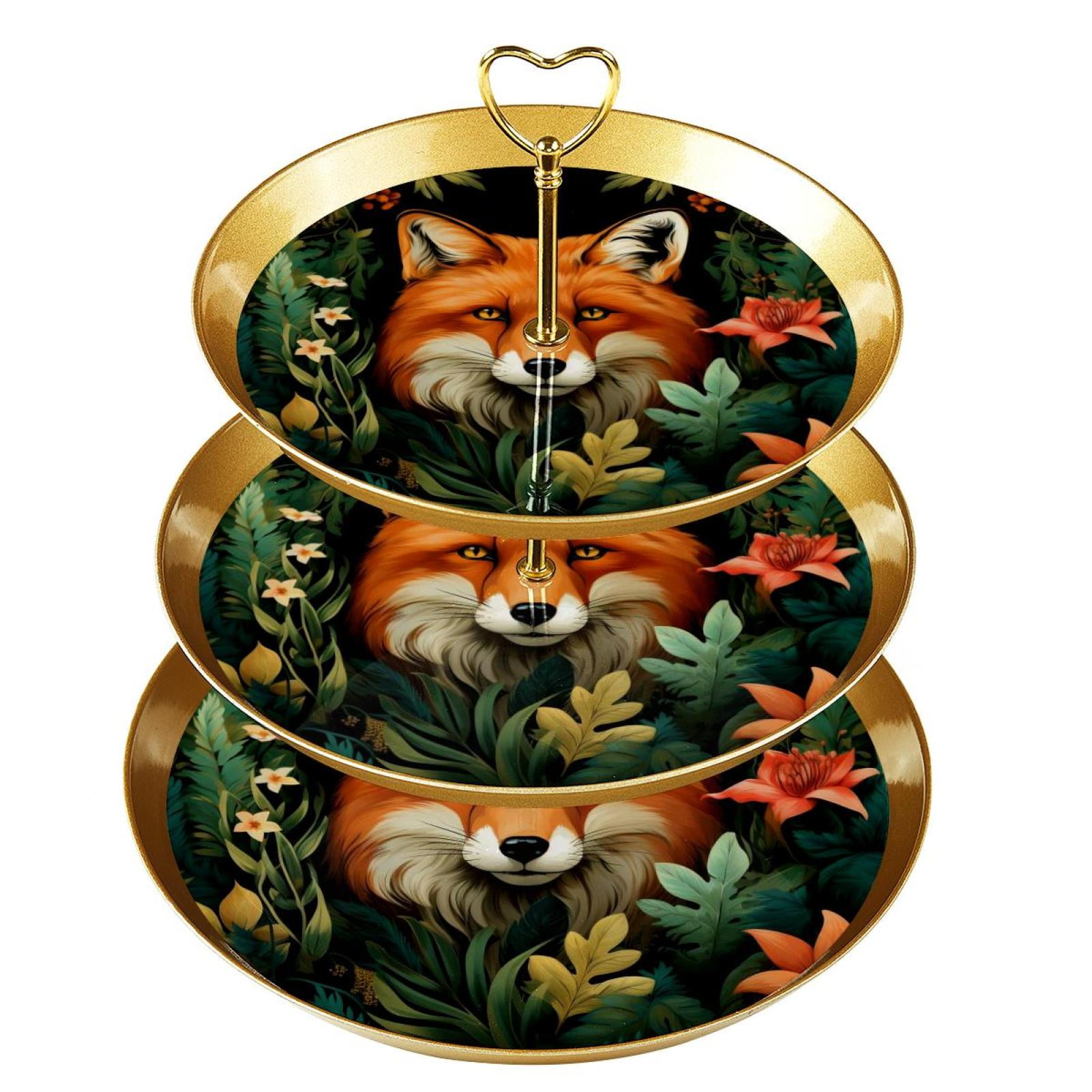 Fox Decorative Dessert Table Plastic Tray with Iron Pillars - 32cm/12 ...