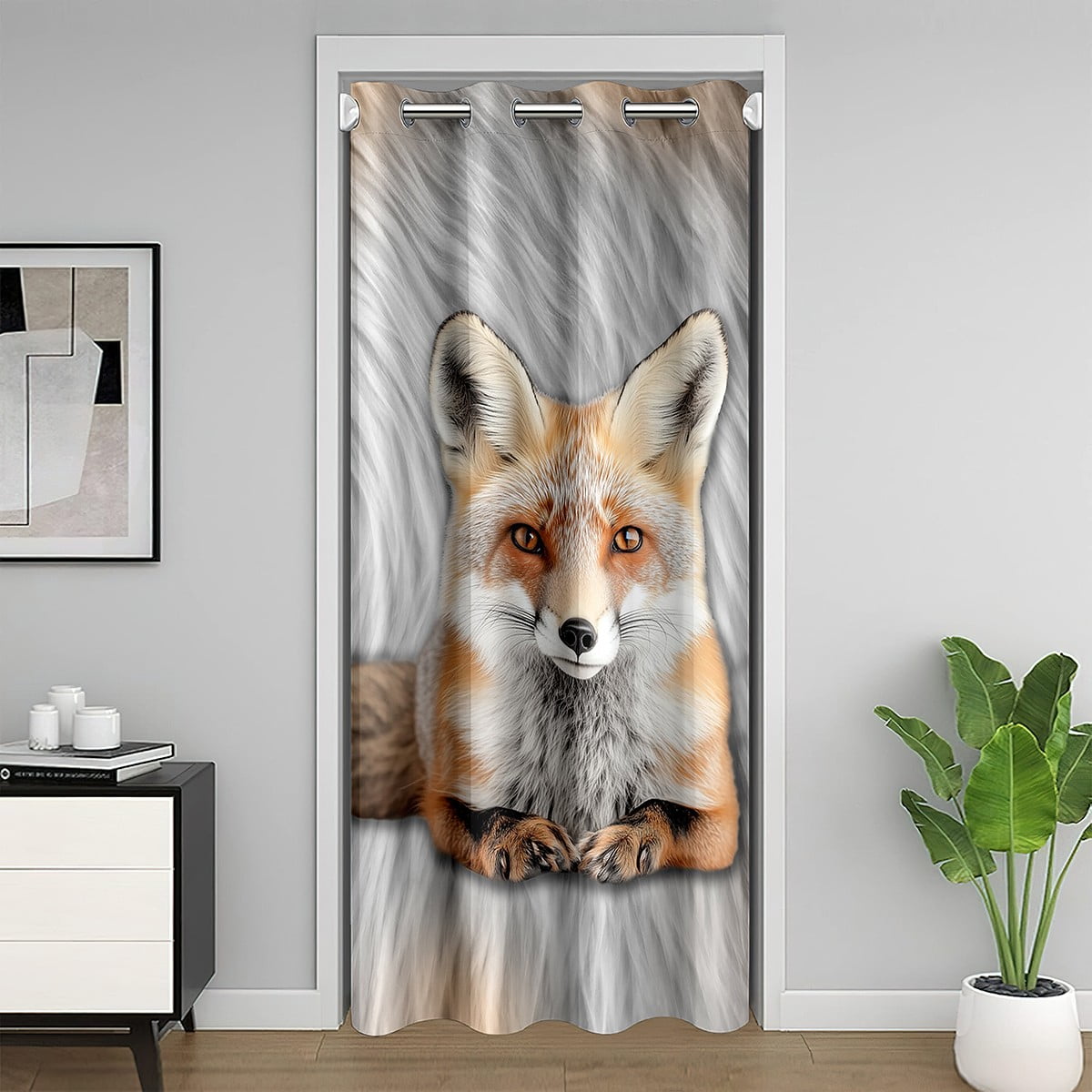 Fox Door Curtain,Fox Hide Pattern Blackout Curtain,Jungle Animal Door ...