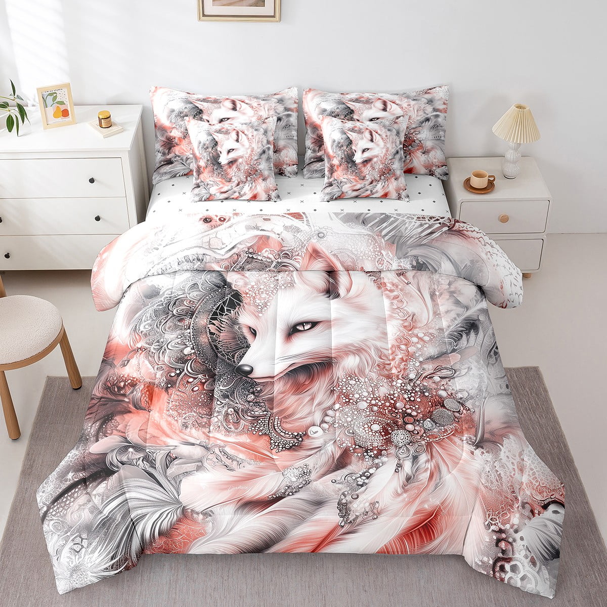 Fox Dream Catcher Bed In A Bag Boho Animal Full Comforter Set,Exotic Tribal Feather Bedding Set ...