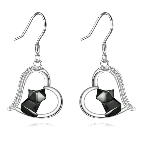 Fox Earrings Sterling Silver Dangle Drop Earrings for Women Mom Jewelry ...