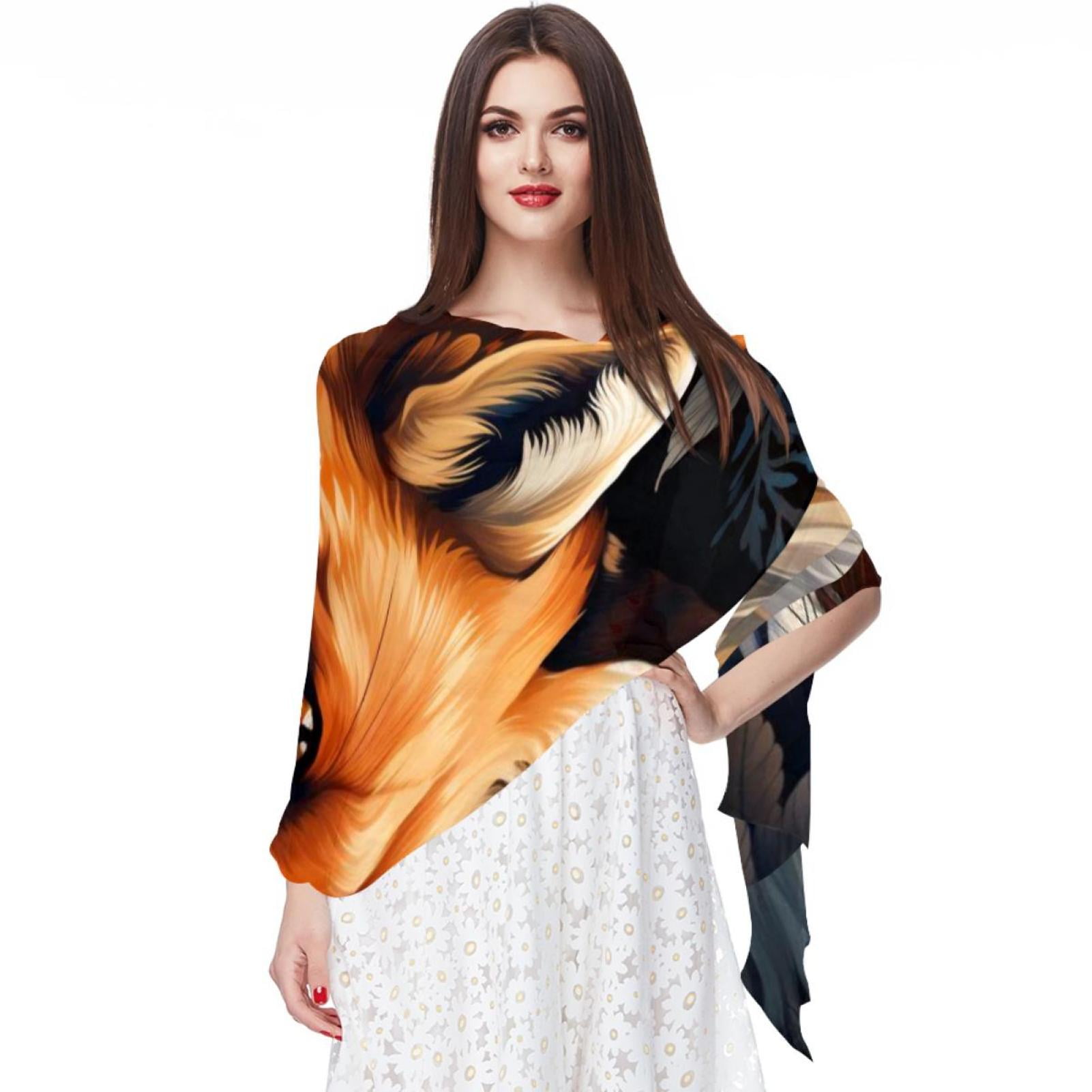 Fox Elegant Silk Scarf - Translucent Chiffon Yarn - Lightweight and ...