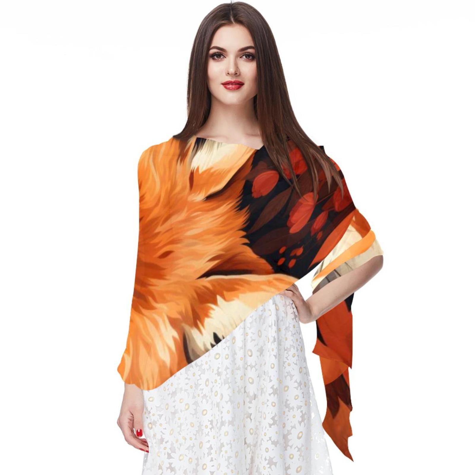 Fox Elegant Silk Scarf - Translucent Chiffon Yarn - Lightweight and ...