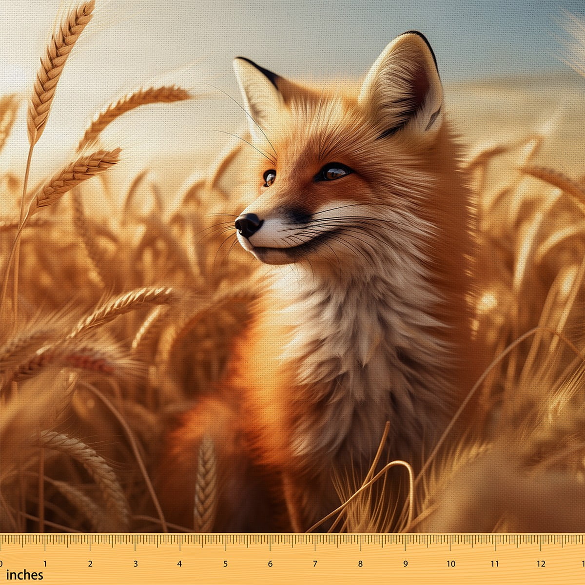 Fox Fabric By The Yard, Wheat Upholstery Fabric, Fox Lovers Realistic ...