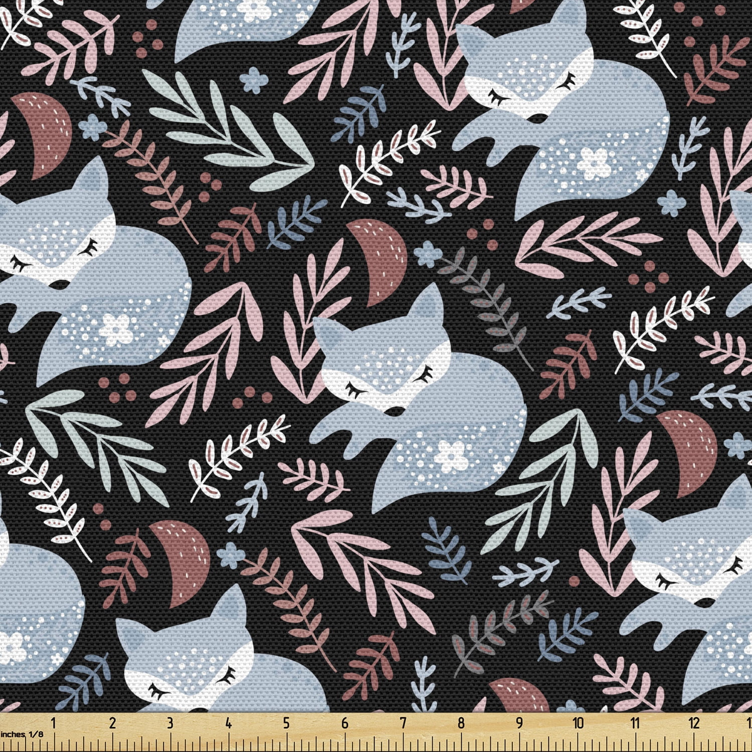 Ambesonne Fox Fabric by the Yard Upholstery, Sleeping Animal and ...