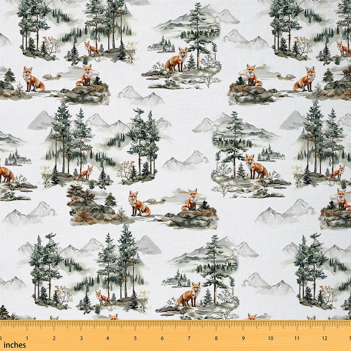 Fox Fabric By The Yard,Wildlife Fox Upholstery Fabric,Watercolor Jungle ...