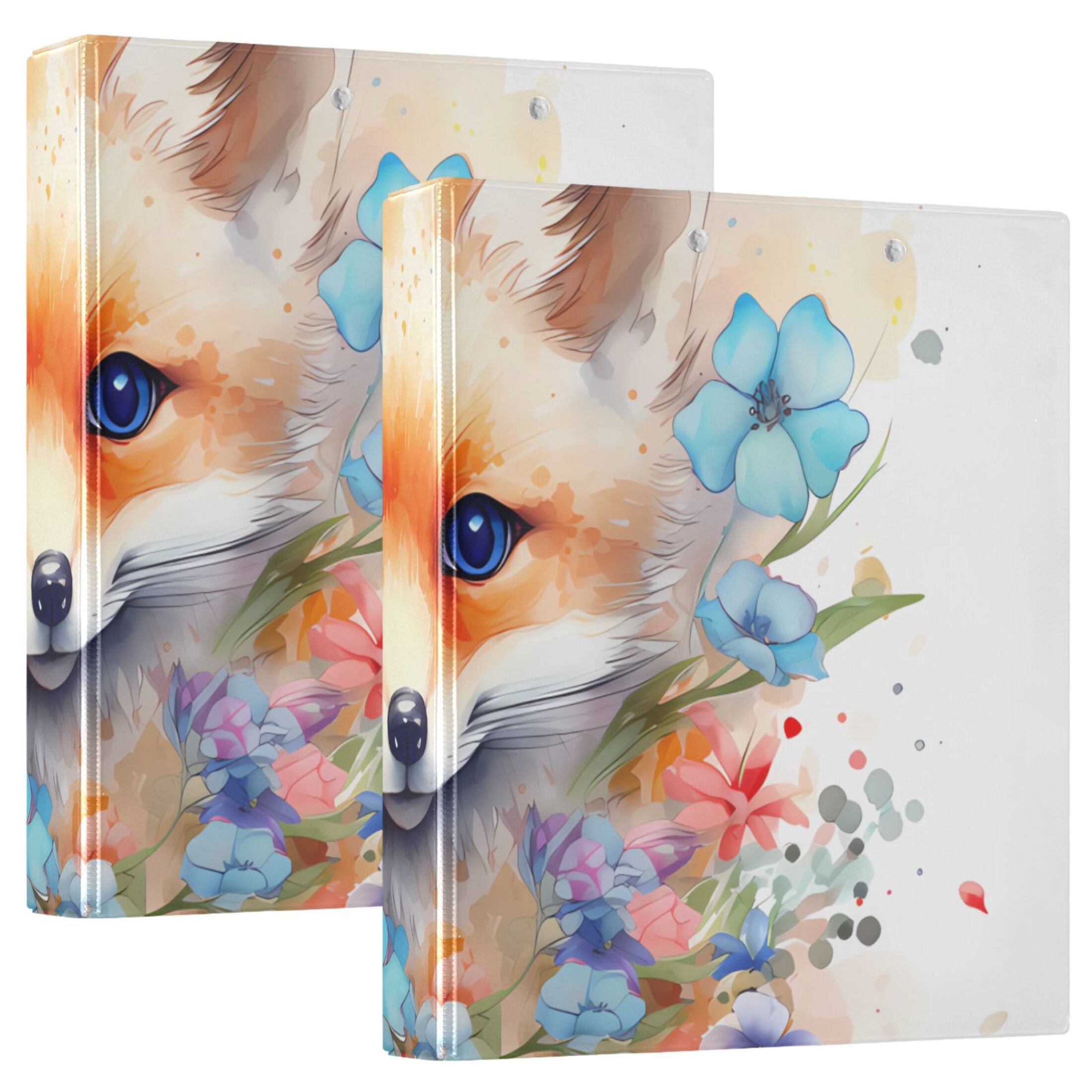 Fox Face Flowers Floral 3 Ring Binders 1.5 inch Hardcover File Folders ...