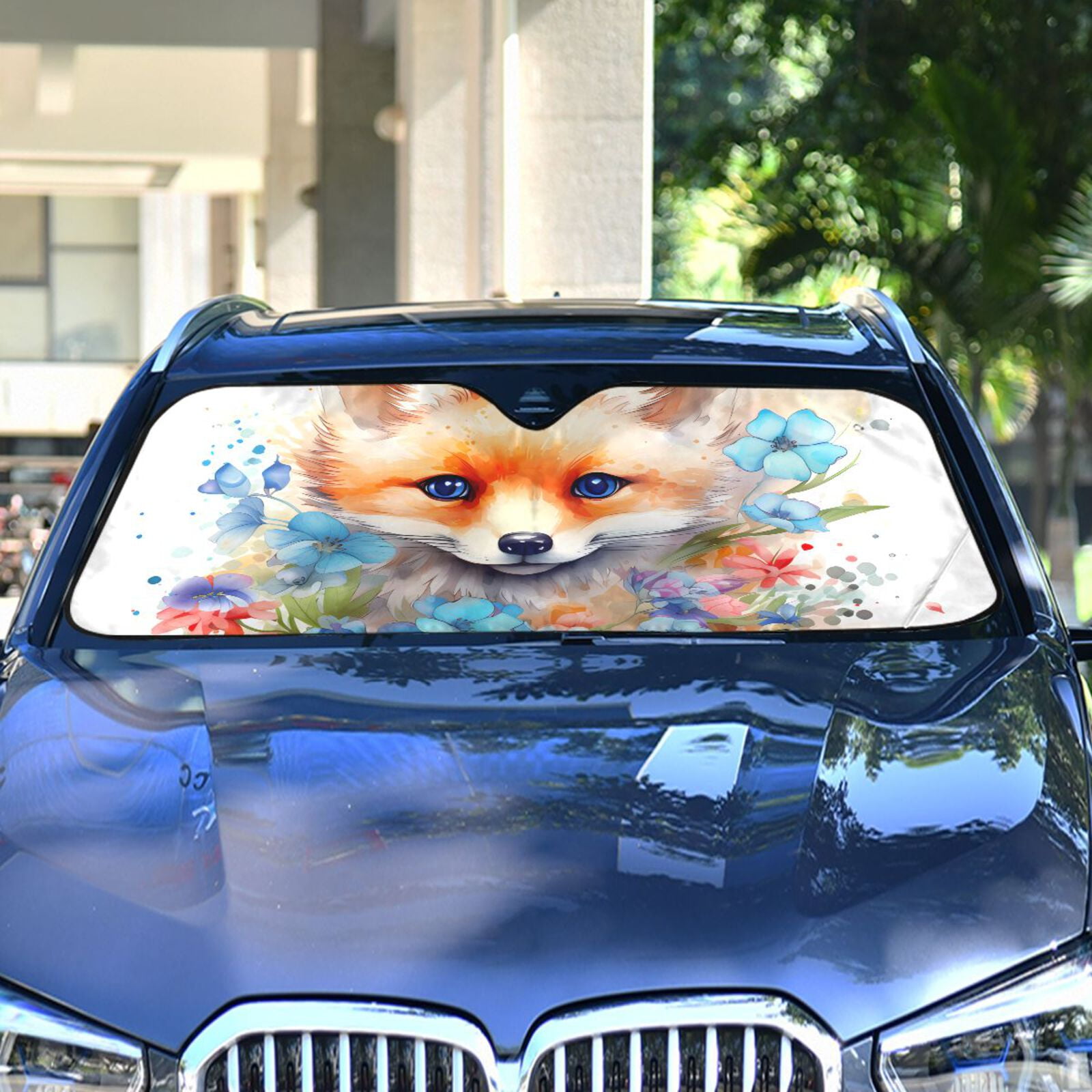 Fox Face Flowers Floral Automotive Front Car Windshield Sun Shade ...