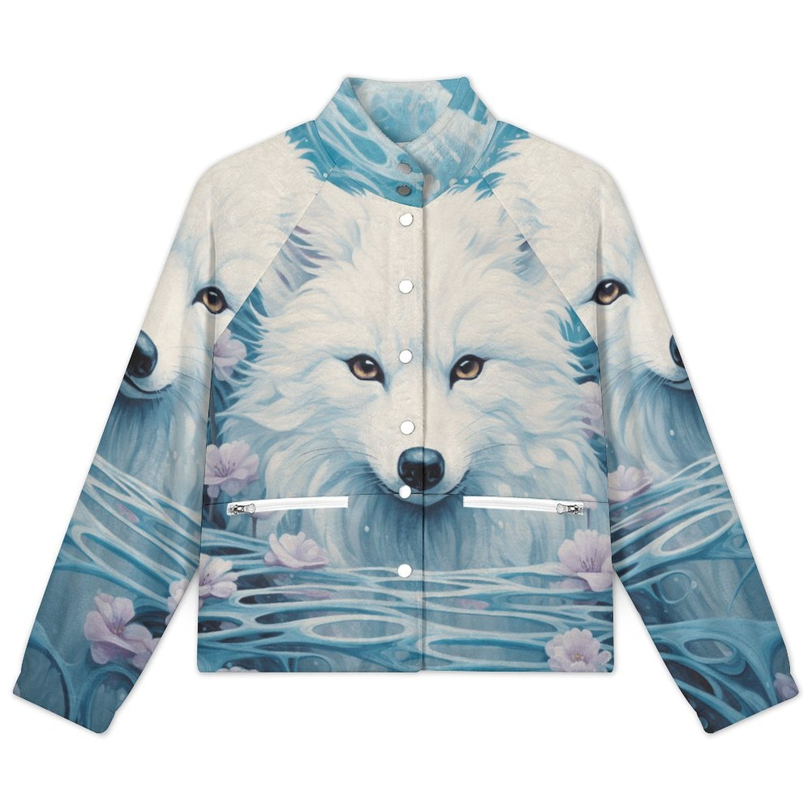 Fox Fall Winter Women Jacket Stand Collar Thick Plush Zipper Closure ...