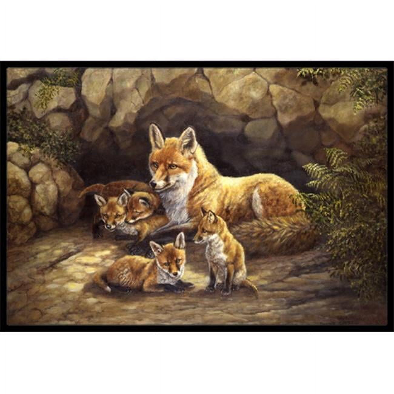 Fox Family Foxes by the Den Indoor or Outdoor Mat, 24 x 36 - Walmart.com