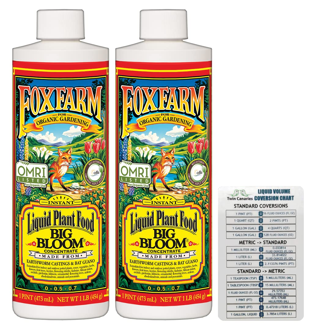 Fox Farm Big Bloom Liquid Concentrate, BSL1 16 oz + Twin Canaries Chart ...