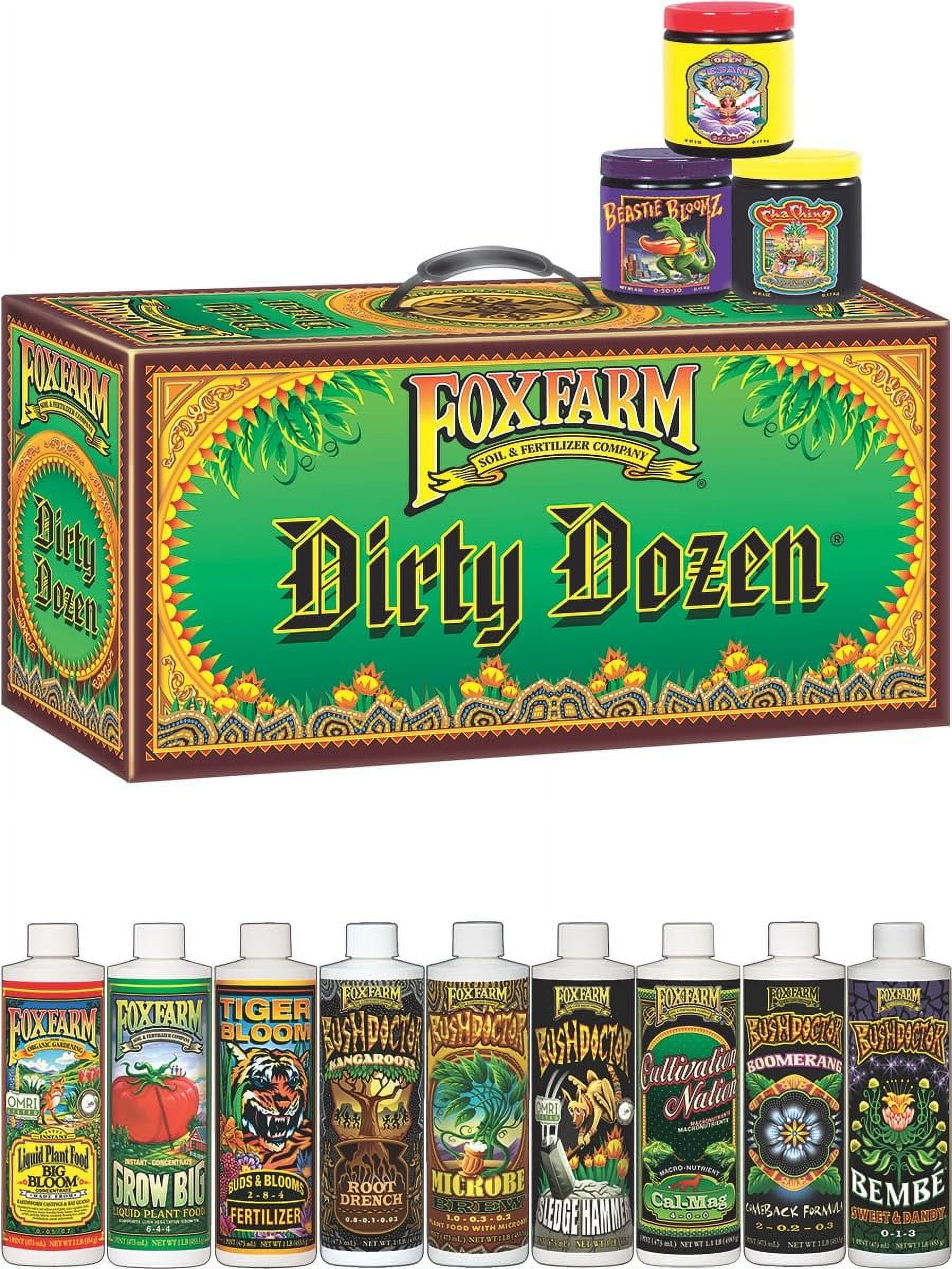 Fox Farm Dirty Dozen Starter Kit - 9-Pack Liquid Nutrients & 3 Soluble ...