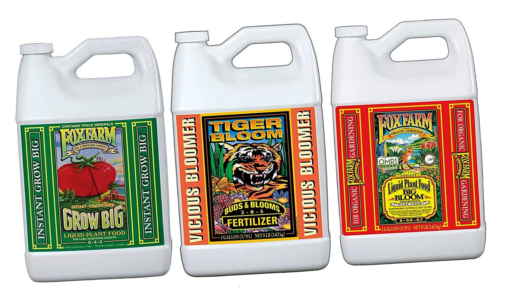 Fox Farm Liquid Nutrient Trio Soil Formula (Big Bloom, Grow Big, Tiger ...